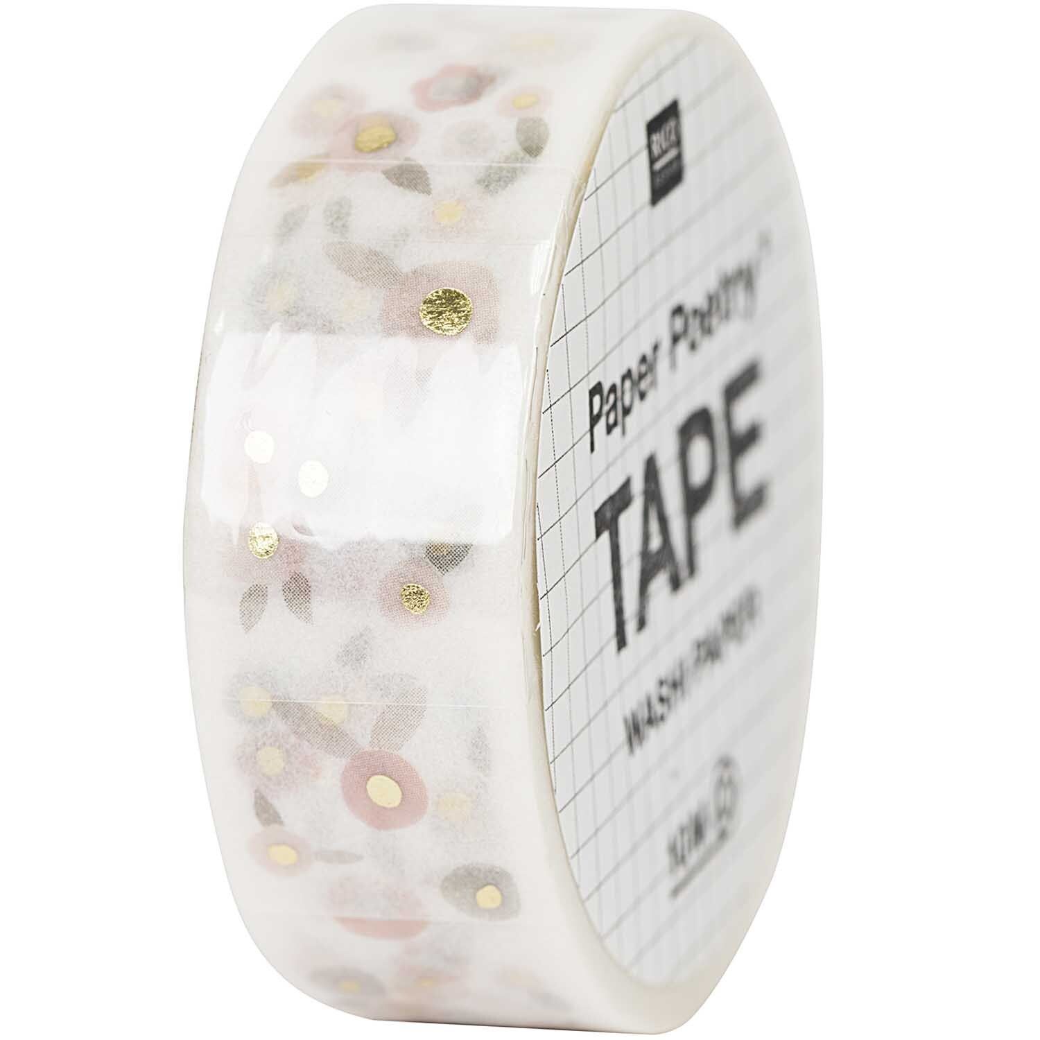 Paper Poetry Tape Blüten puder-gold 1,5cm 10m | 3232675